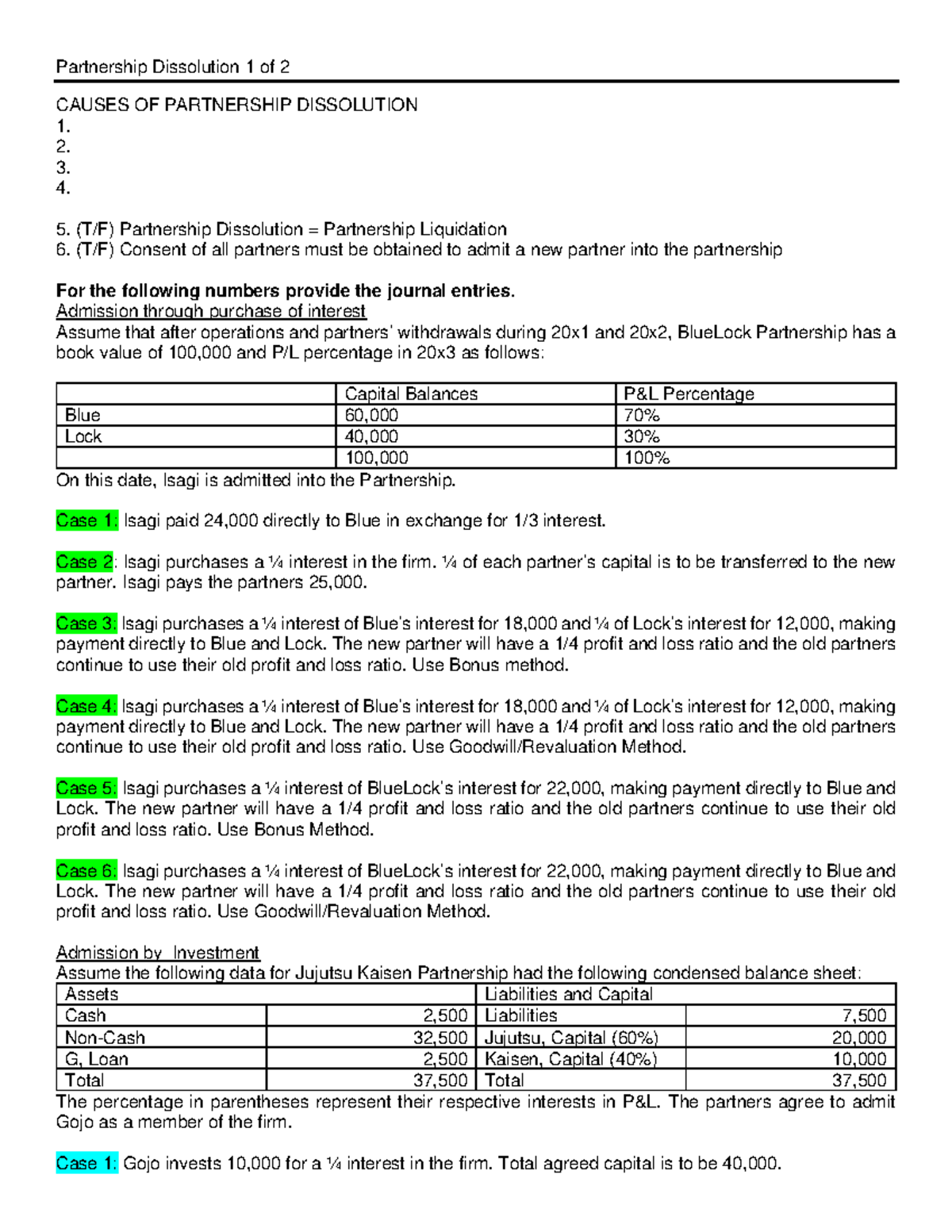 Partnership Dissolution 1of 2 - 2. 3. 4. (T/F) Partnership Dissolution ...