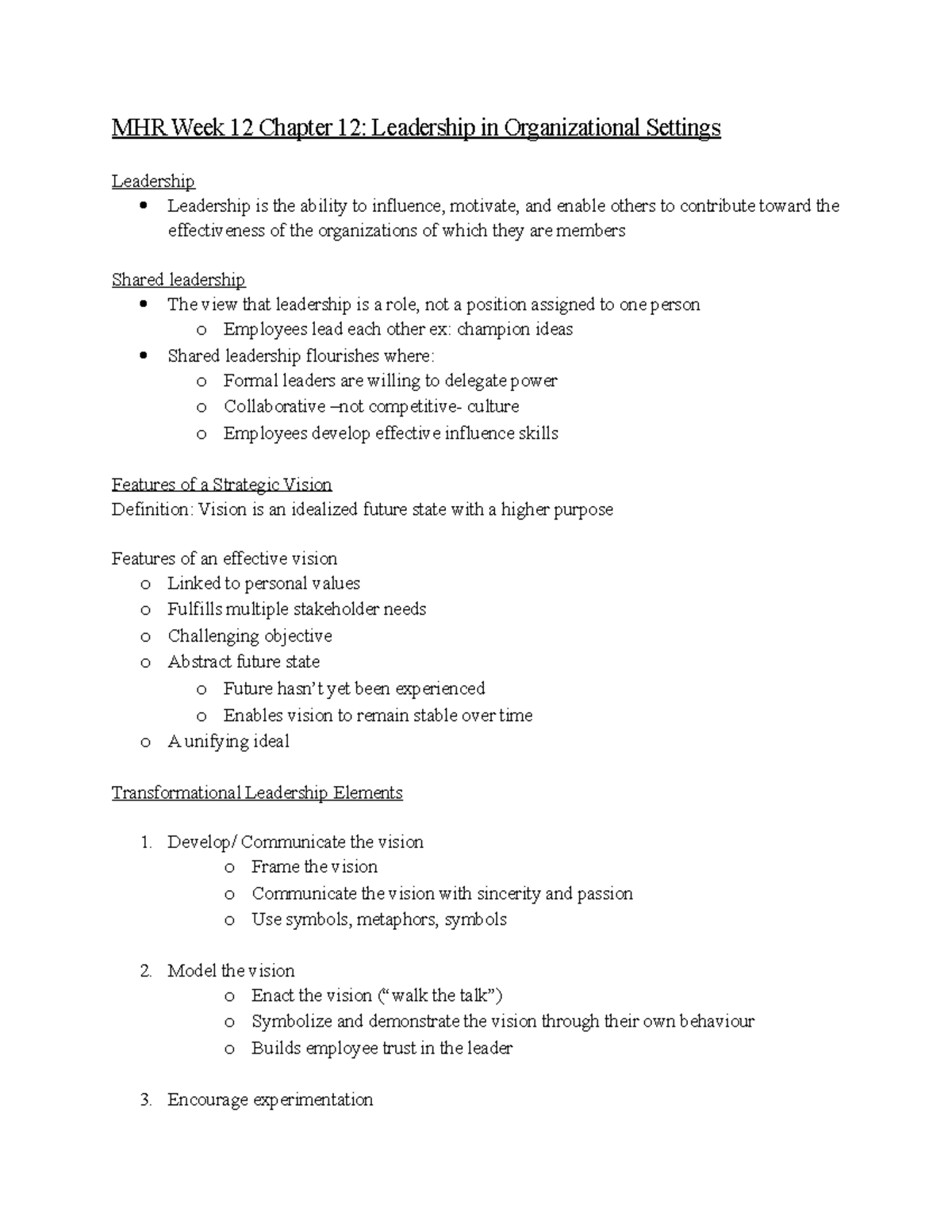 MHR Week 12 Chapter 12 - Lecture Notes for Chapter 12- Human Resources ...