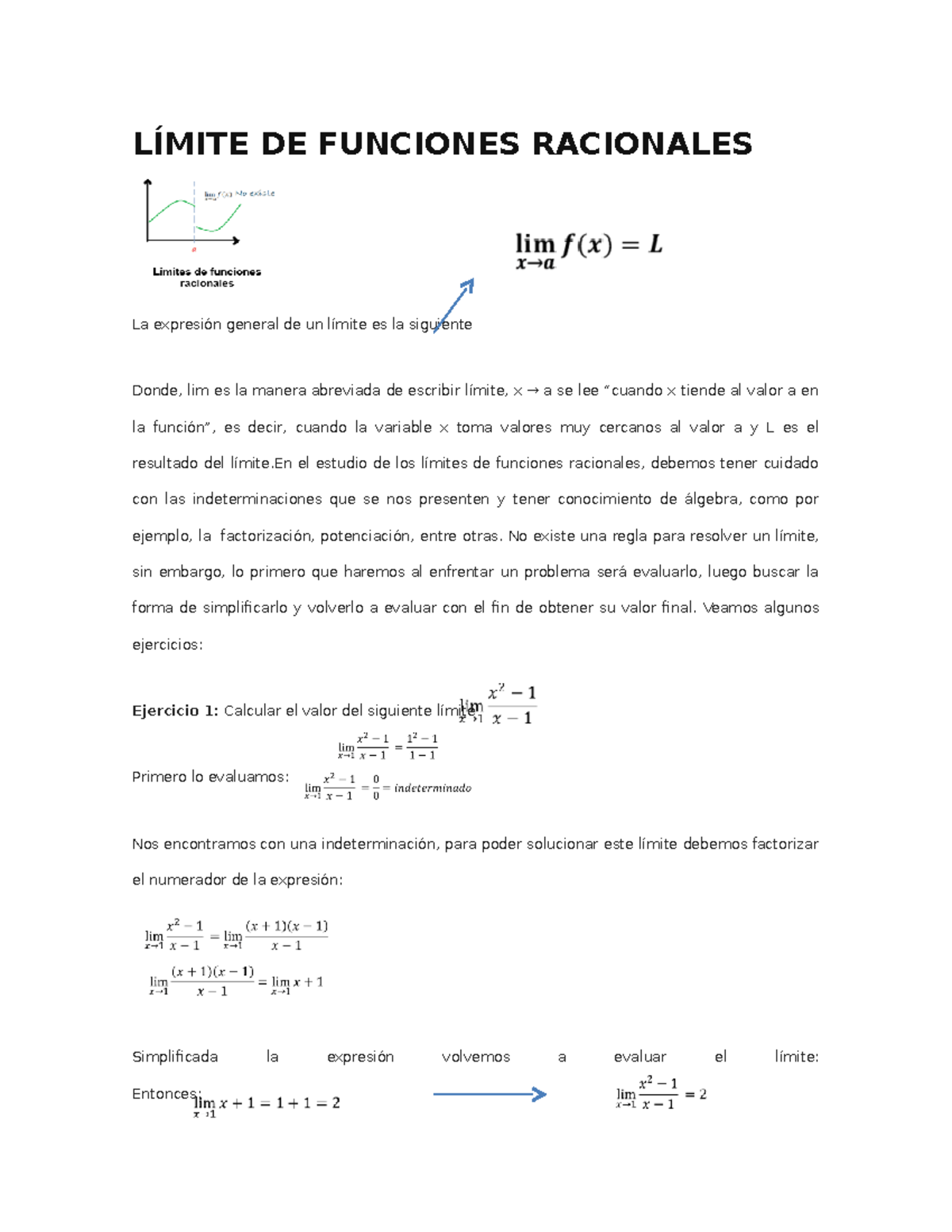 Límite DE Funciones Racionales - LÍMITE DE FUNCIONES RACIONALES La ...