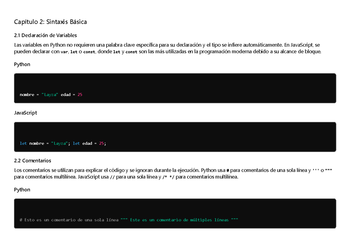 Capítulo 2 Sintaxis Básica - Capítulo 2: Sintaxis Básica 2 Declaración ...