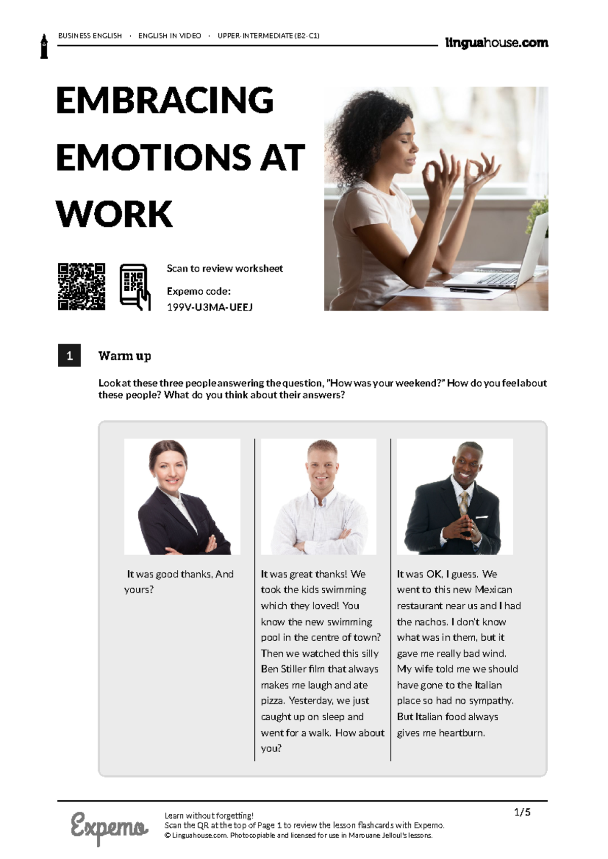Embracing emotions at work british english teacher - BUSINESS ENGLISH ...