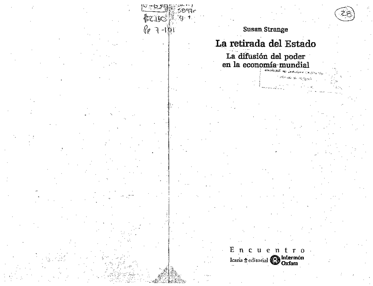 Susan Strange La Retirada Del Estado La Difusion Del Poder en La ...