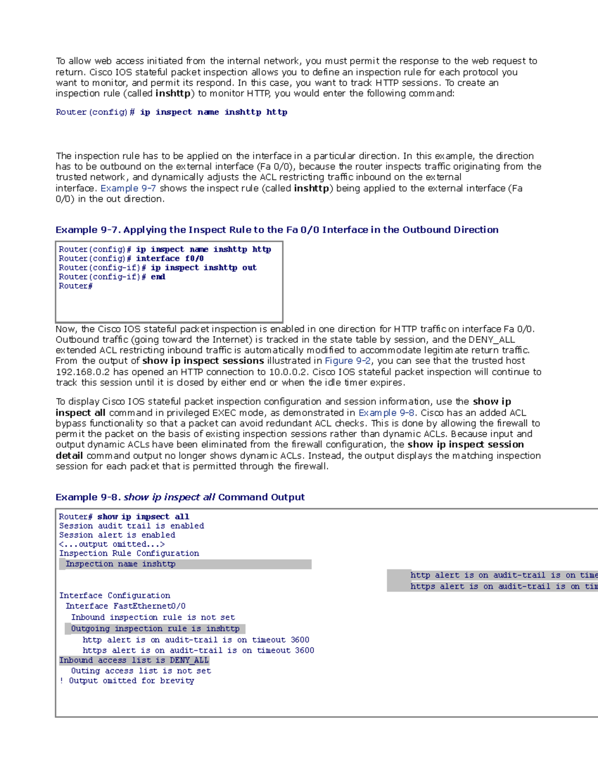 Troubleshooting and Maintaining Cisco IP Networks - To allow web access initiated from the ...
