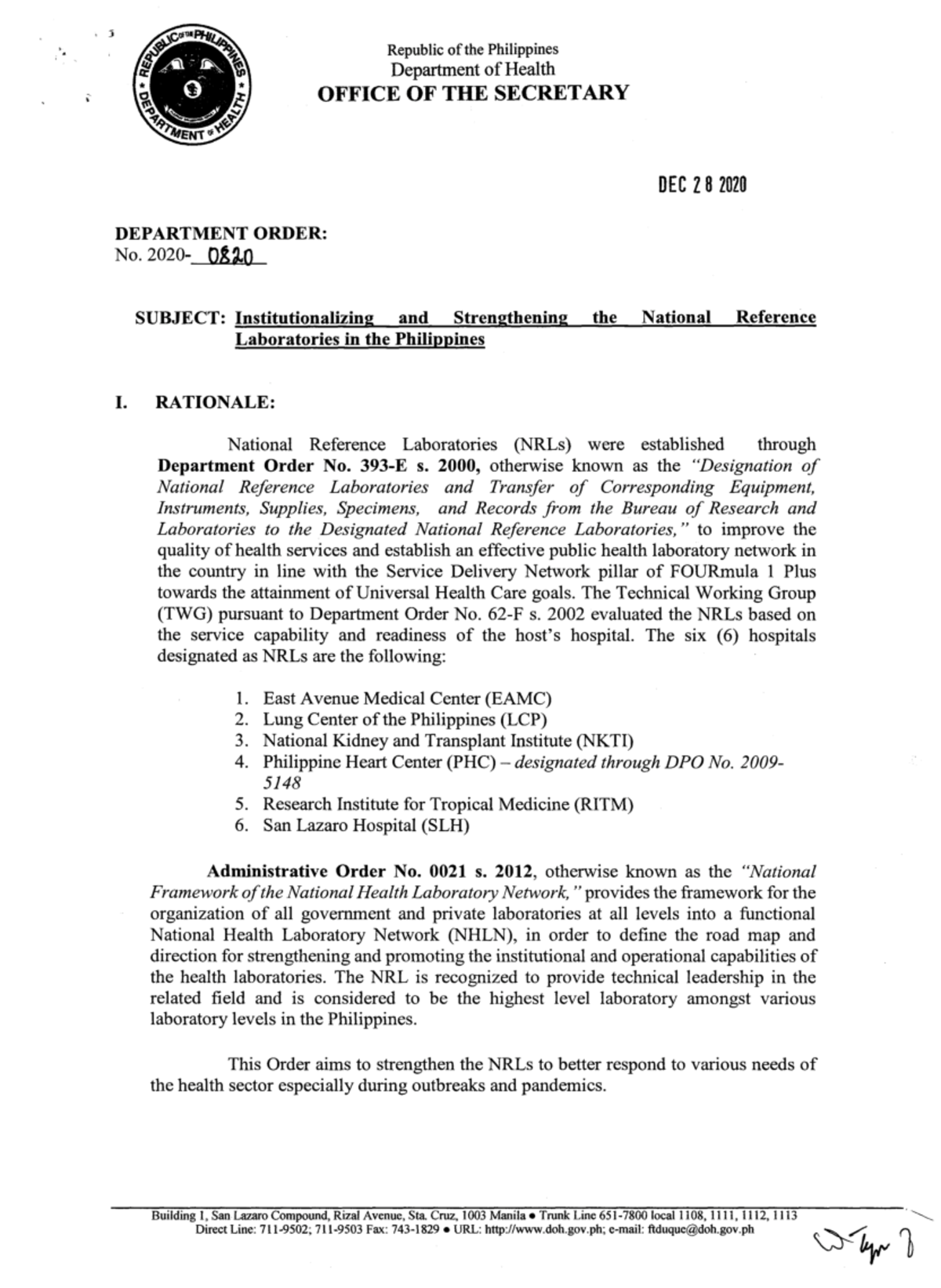 NRL - Lab NRLs - Republic of the Philippines Department of Health ...