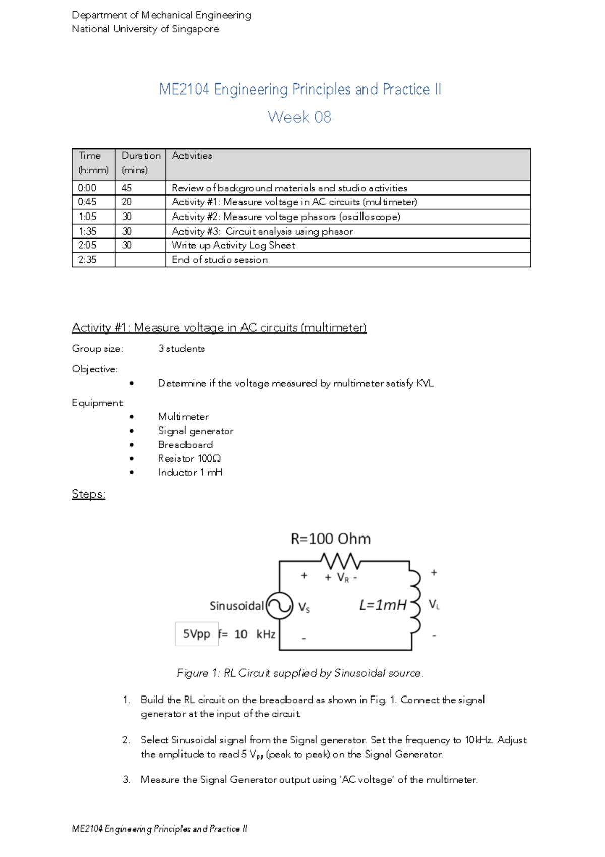 EPP2 Week08 Studio - National University of Singapore ME2104 Engineering Principles and Practice ...