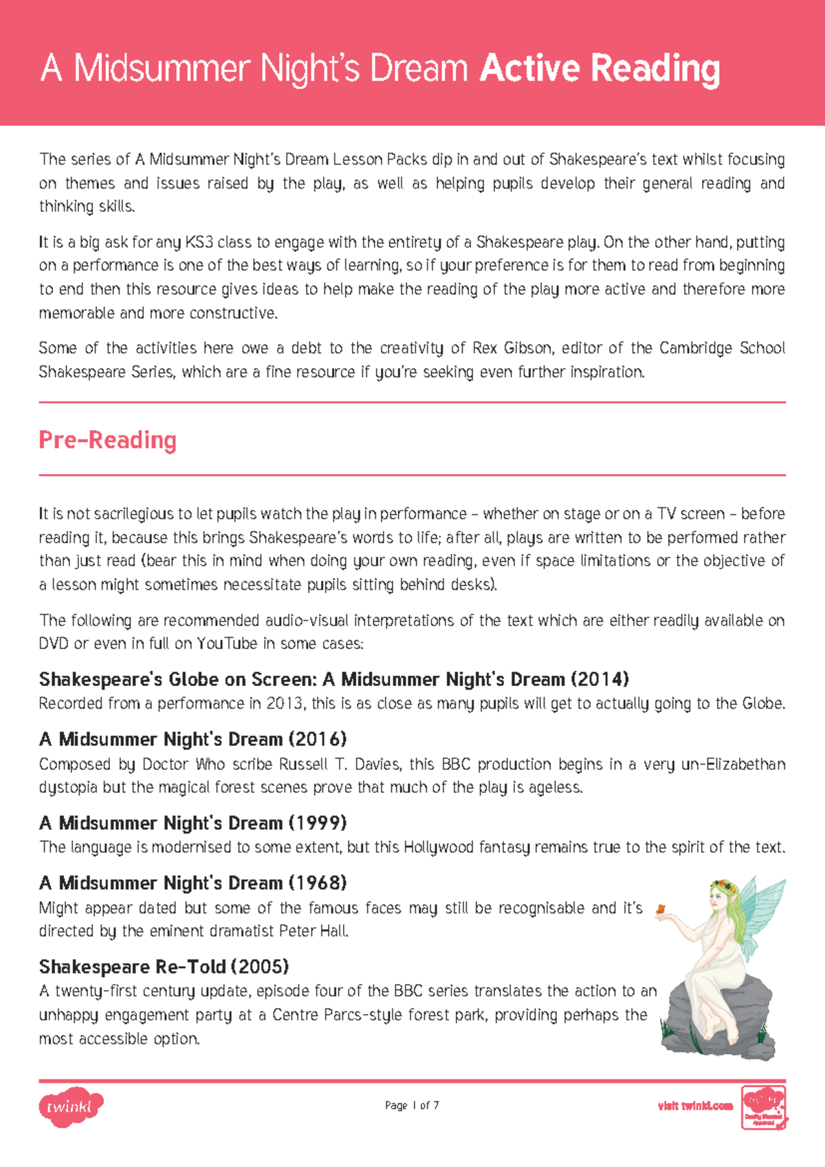 T3-e-368-secondary-english-a-midsummer-nights-dream-teaching-ideas ver ...
