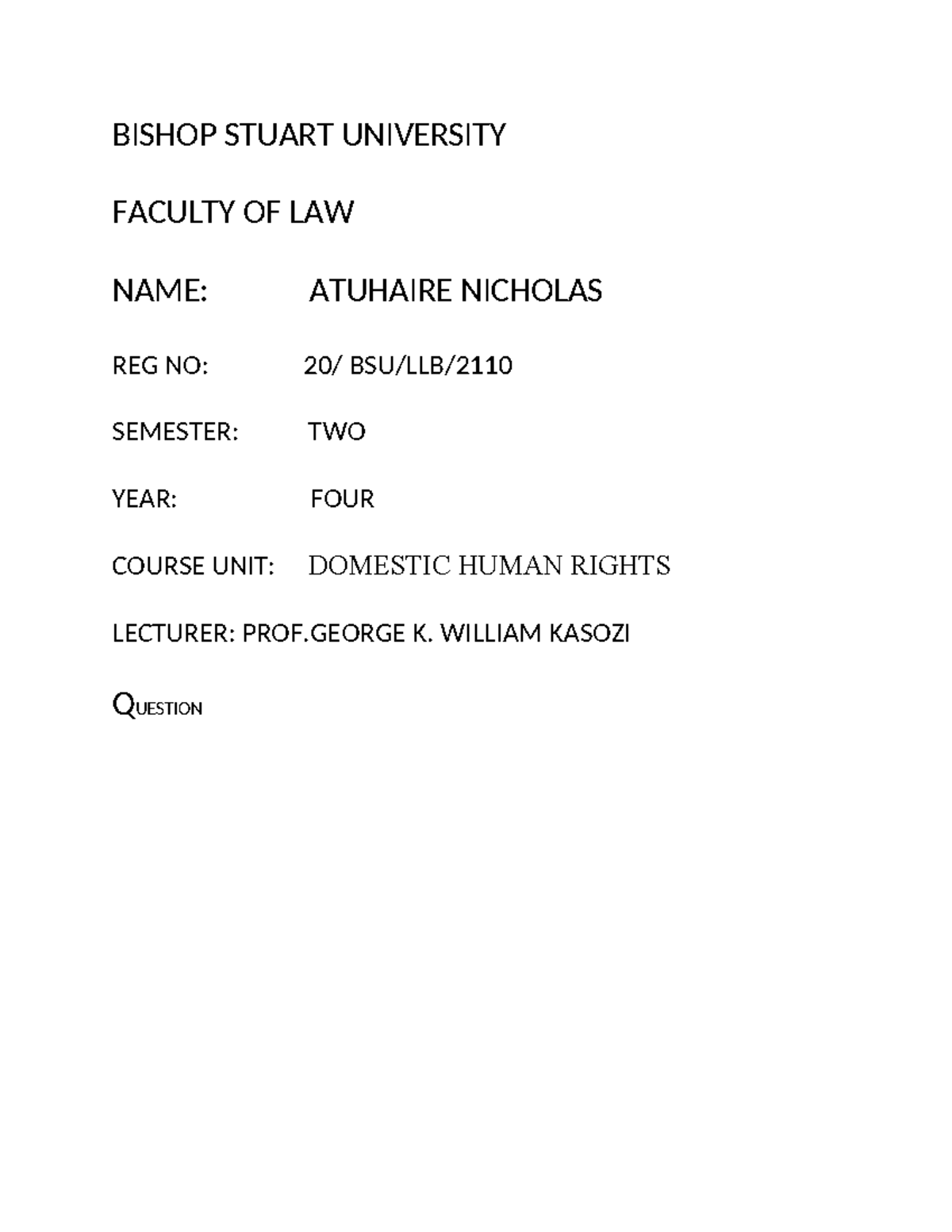 20 Bsullb 2110 Domestic Human Rights Course WORK - BISHOP STUART ...