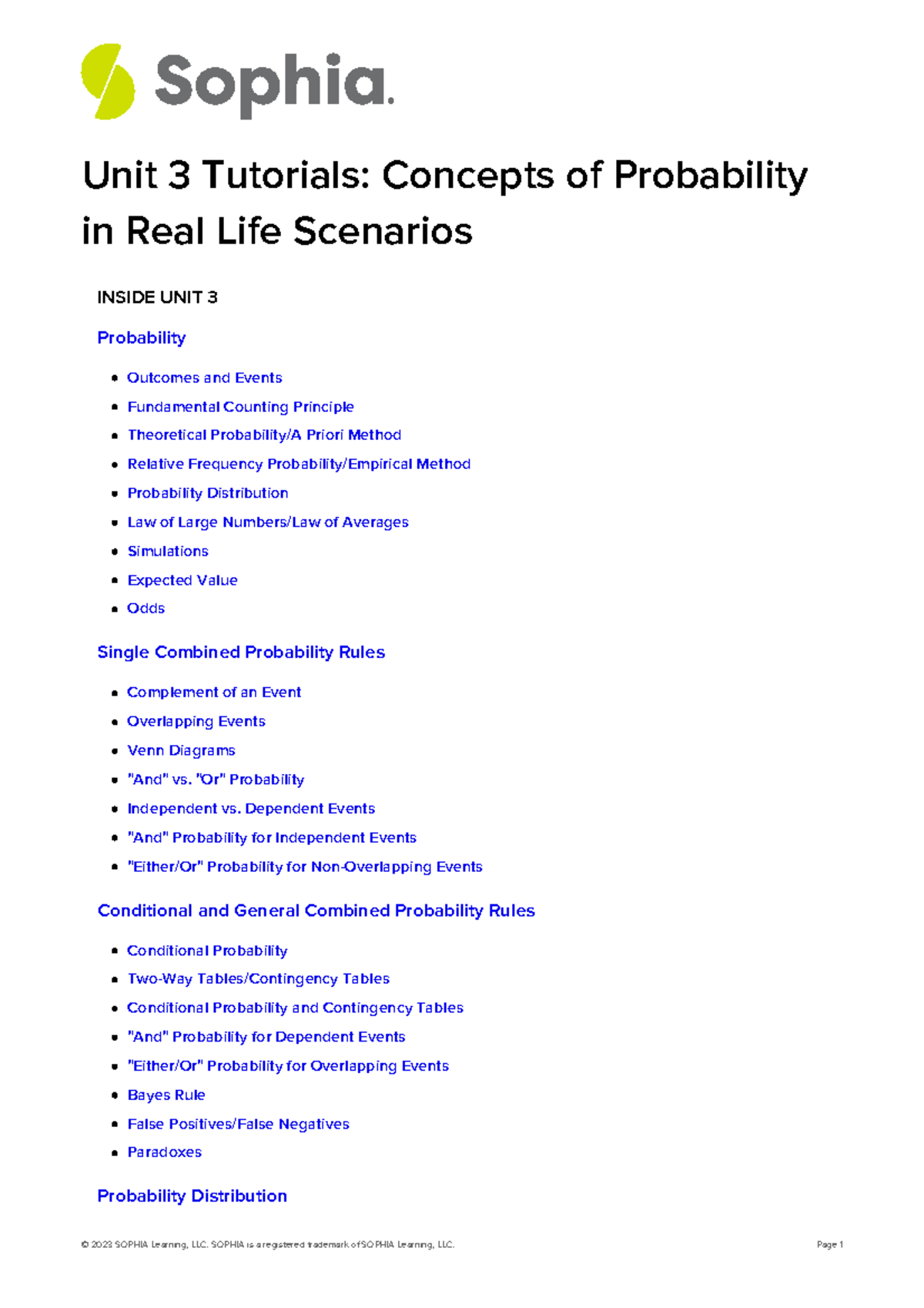 Unit 3 tutorials concepts of probability in real life scenarios - Unit 3 Tutorials: Concepts of ...