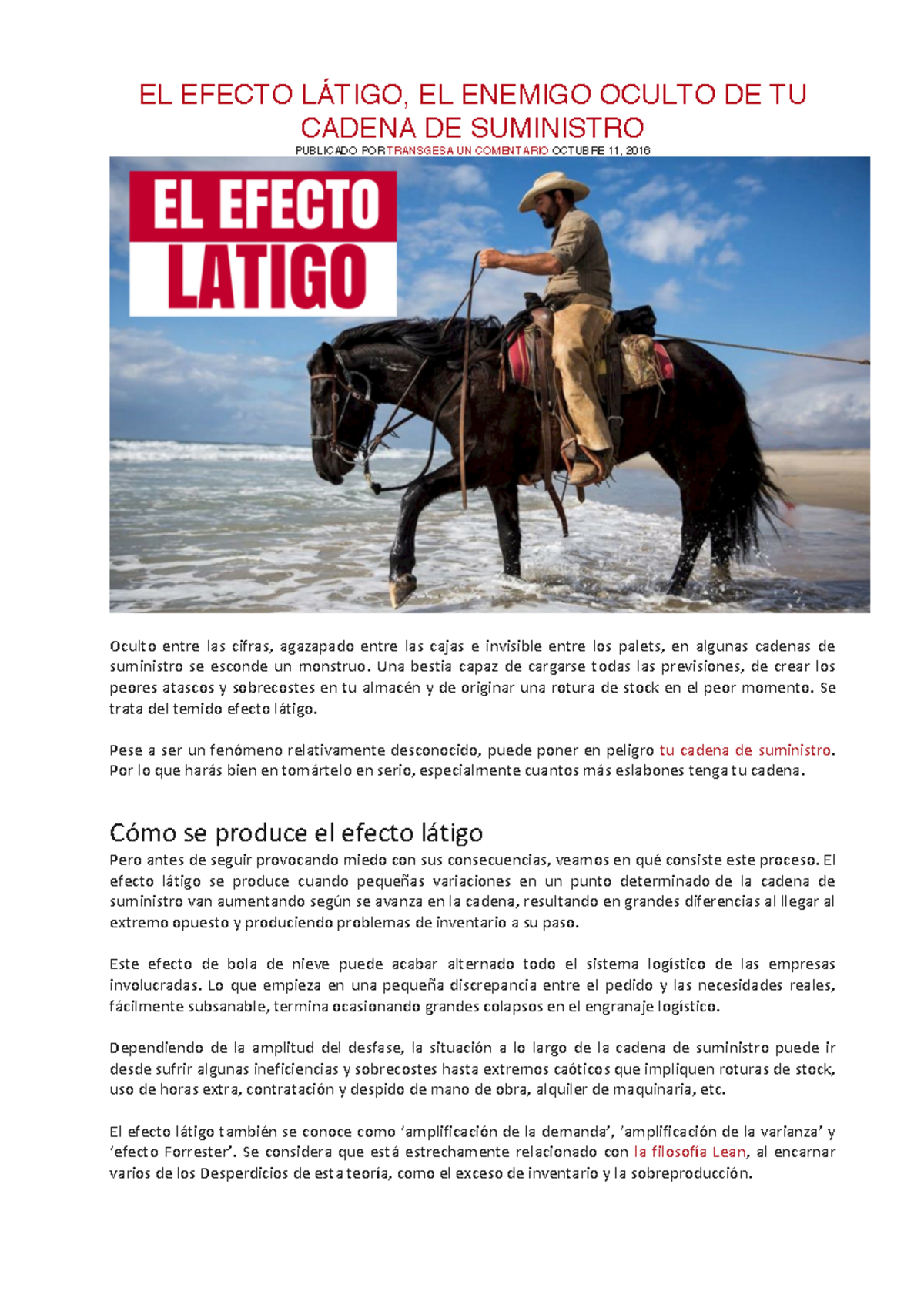 EL Efecto Látigo y logística -cadena de suministros - EL EFECTO LÁTIGO, EL ENEMIGO OCULTO DE TU ...