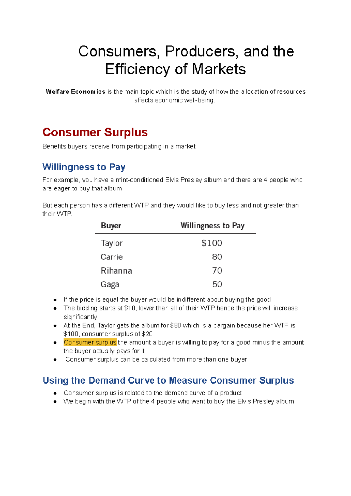 Principle of Economics George Mankiw Summary Notes Chapter 7 ...