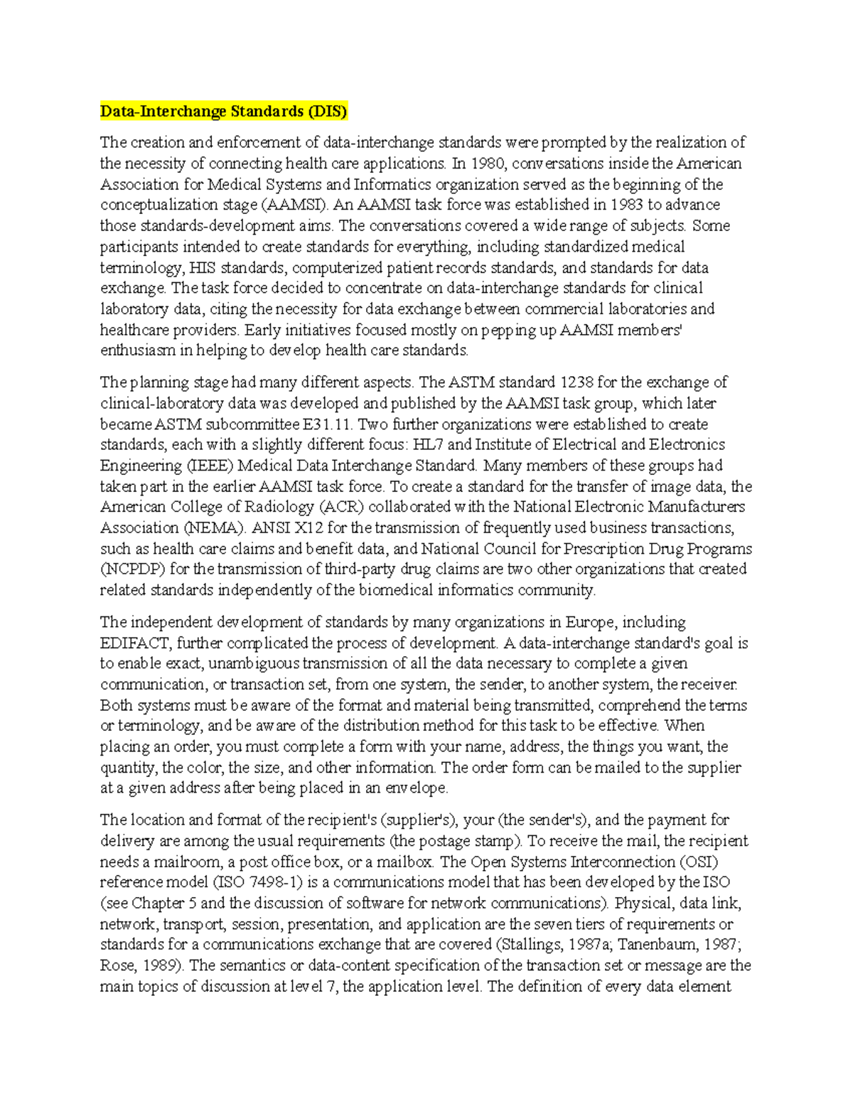 Data-Interchange Standards (DIS) - In 1980, conversations inside the ...