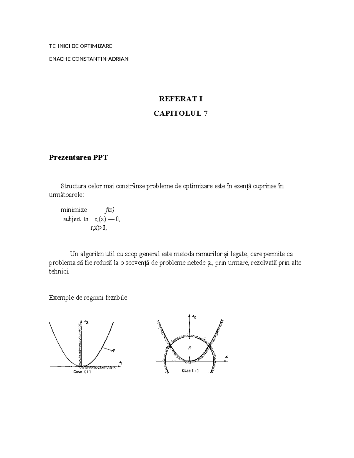 PPT 1 - TEHNICI DE OPTIMIZARE ENACHE CONSTANTIN-ADRIAN REFERAT I ...