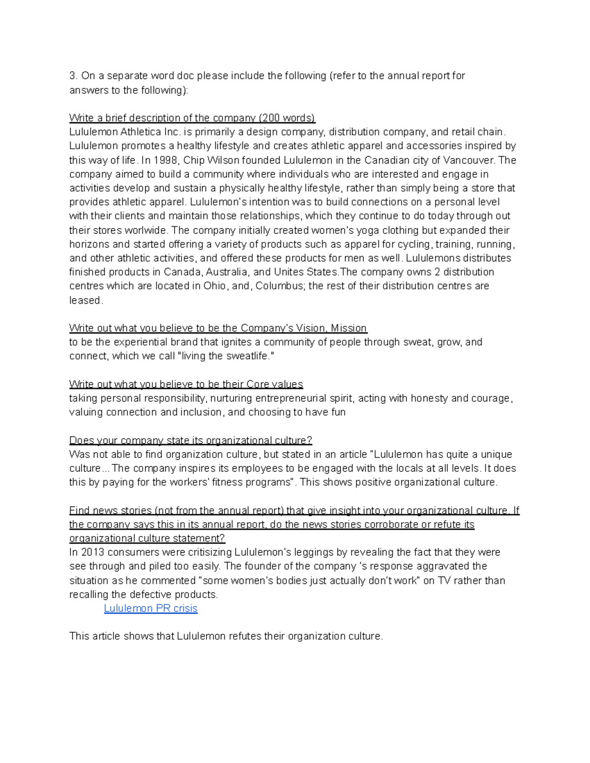 Component 3 Individual Part 2 - On a separate word doc please include ...