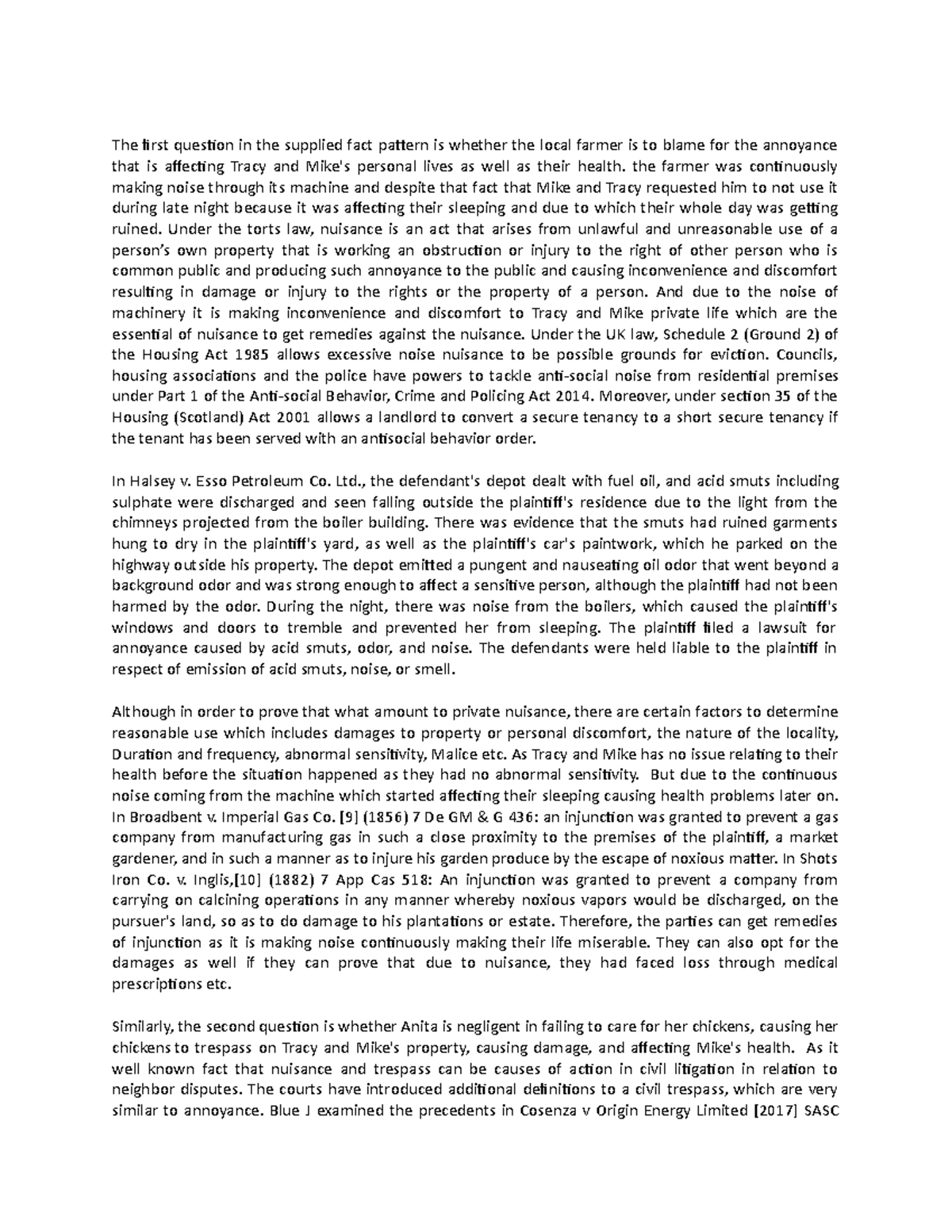 UOL Paper - Assitnment - The first question in the supplied fact ...