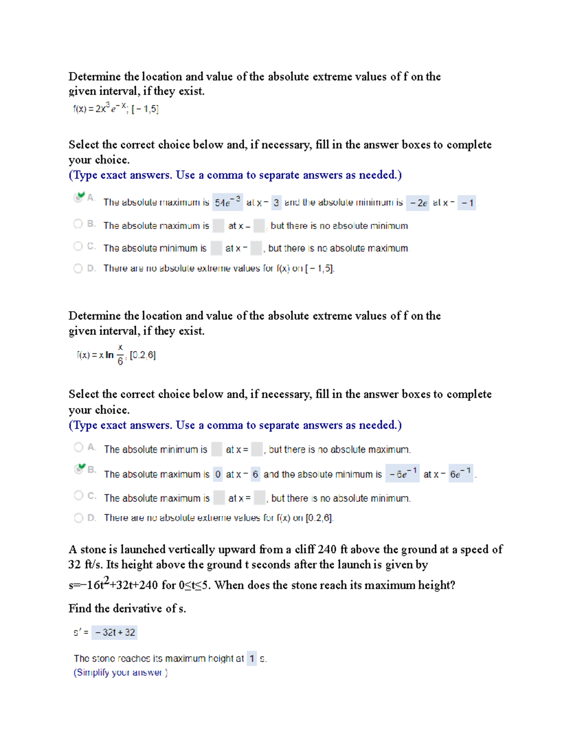 HW Section 10 - Teach by Prof.Weidong Chen - Determine the location and value of the absolute ...