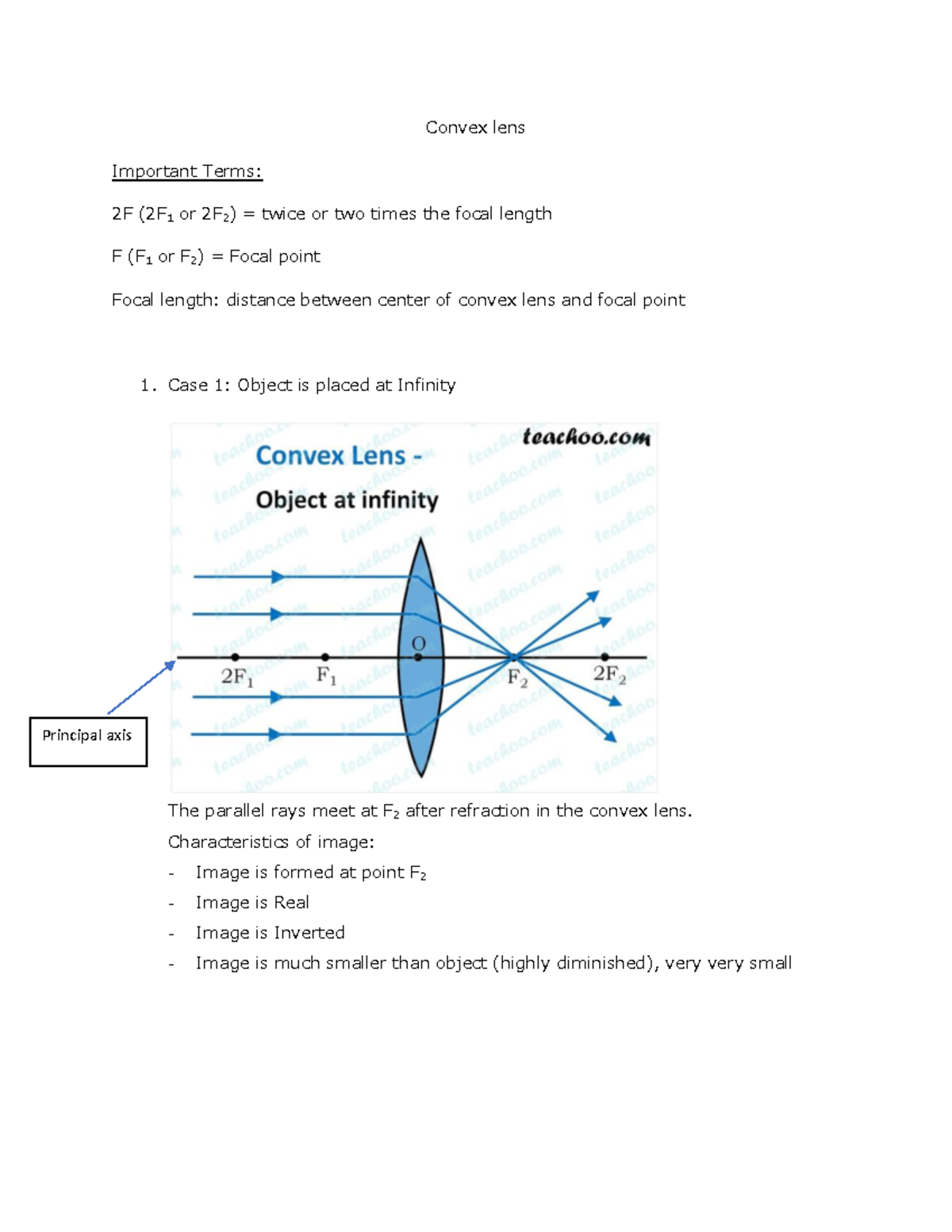 Convex lens - drawings - Principal axis Convex lens Important Terms: 2F ...