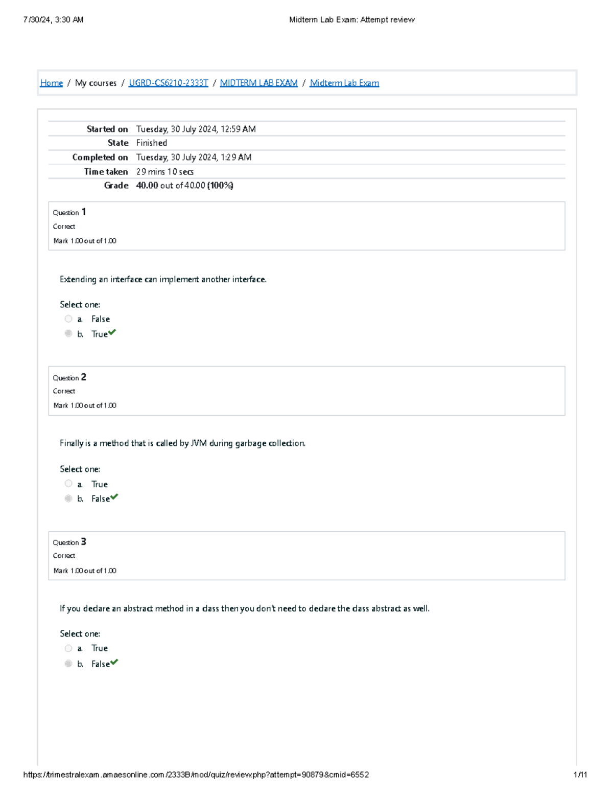 Midterm Lab Exam Object - Home / My courses / UGRD-CS6210-2333T / MIDTERM LAB EXAM / Midterm Lab ...