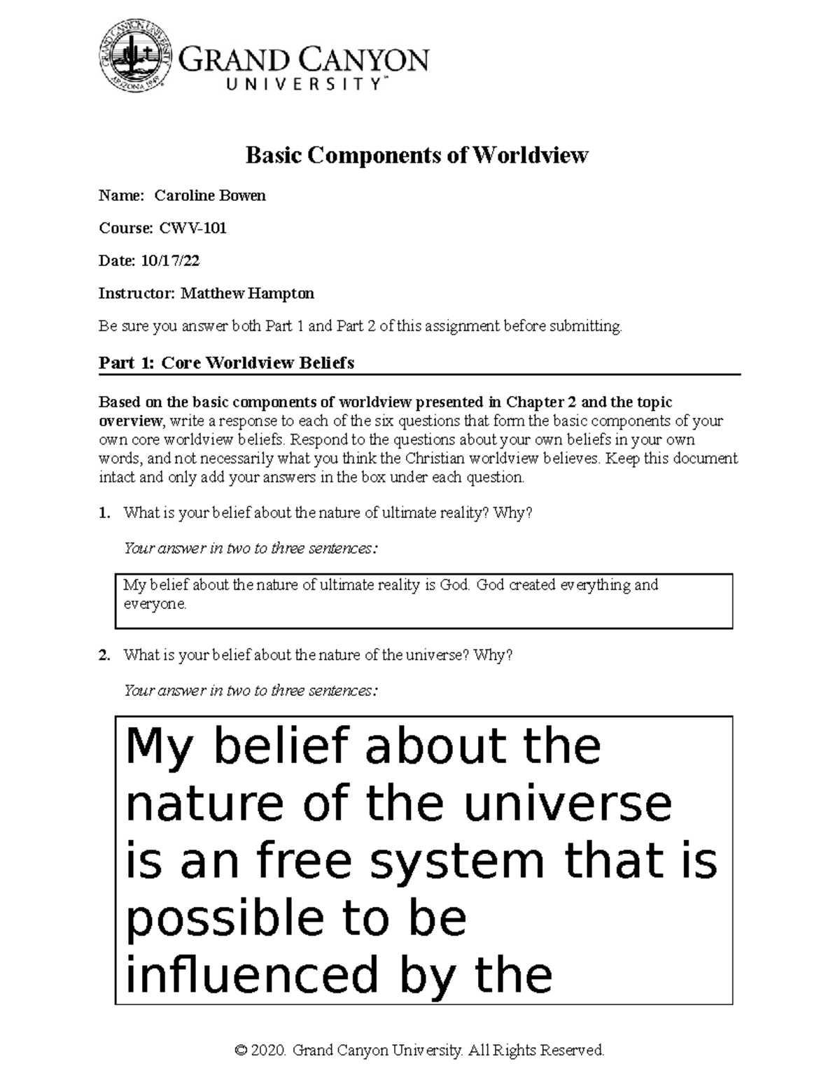CWV 101 301 RS T1Basic Components Of Worldview - Basic Components of ...