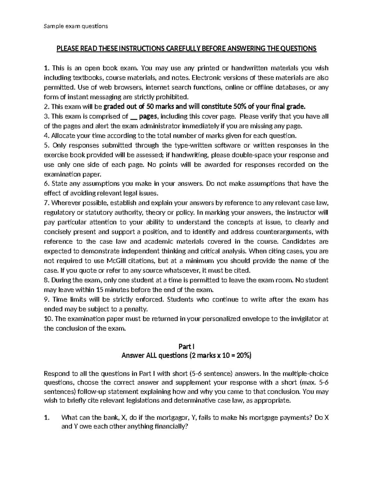 SB Sample questions 2024 - Sample exam questions PLEASE READ THESE INSTRUCTIONS CAREFULLY BEFORE ...