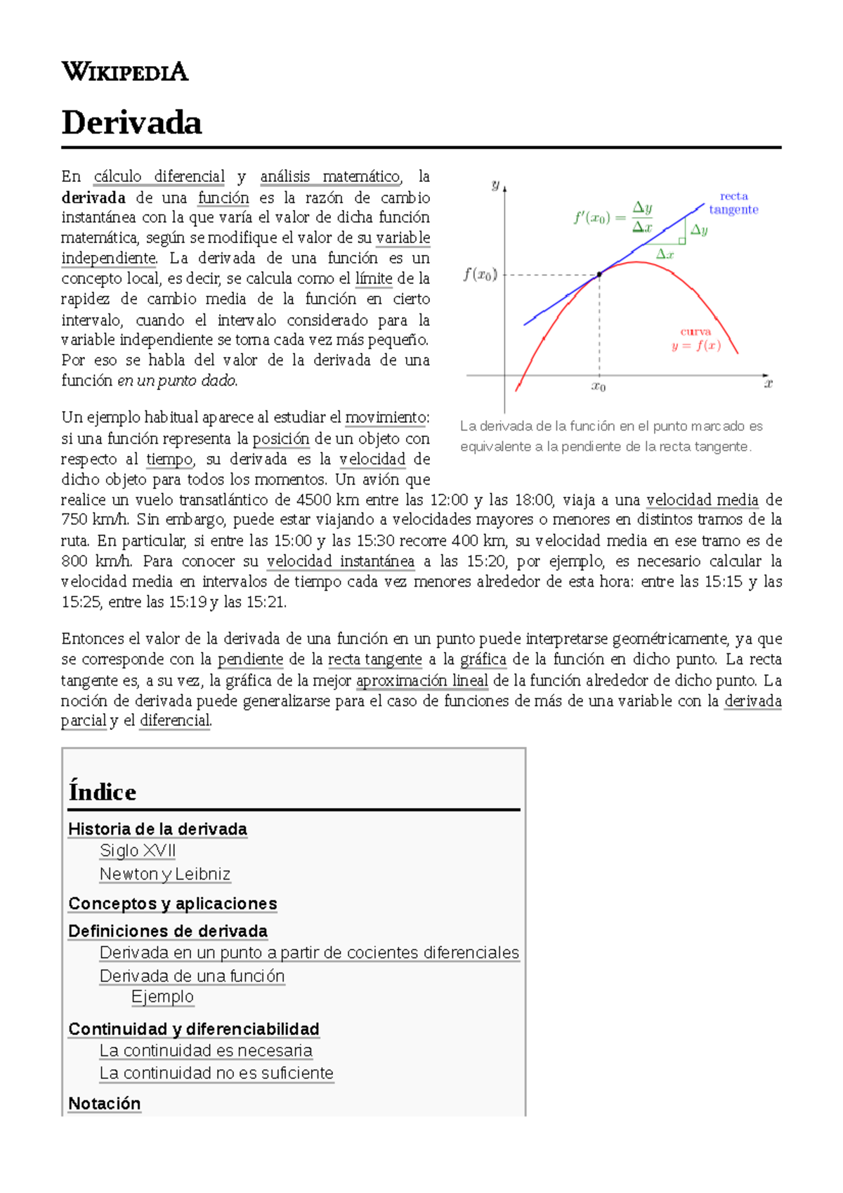Derivada - Notas profesor - La derivada de la función en el punto ...