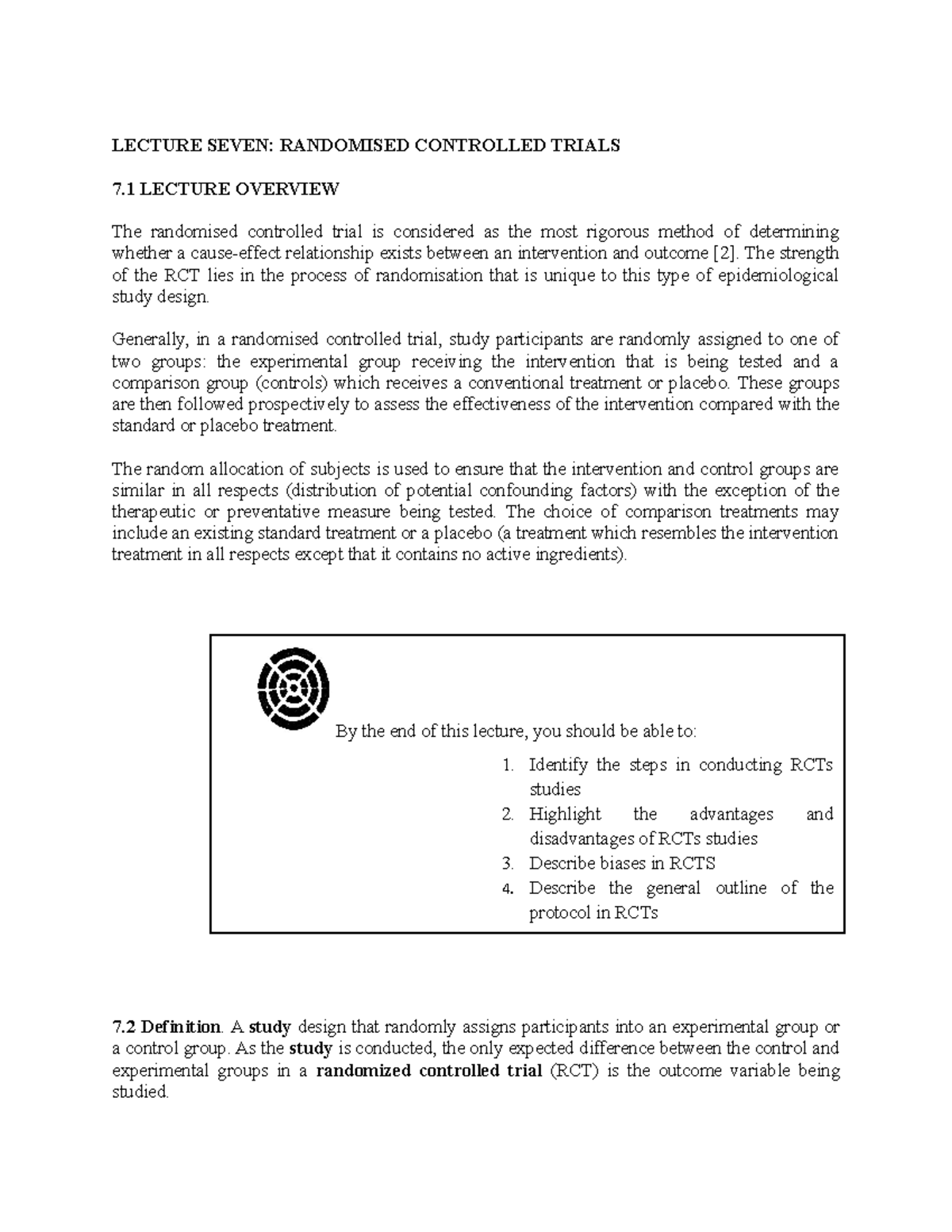 Lecture Seven - bkbk bjjbj jbjb - LECTURE SEVEN: RANDOMISED CONTROLLED ...