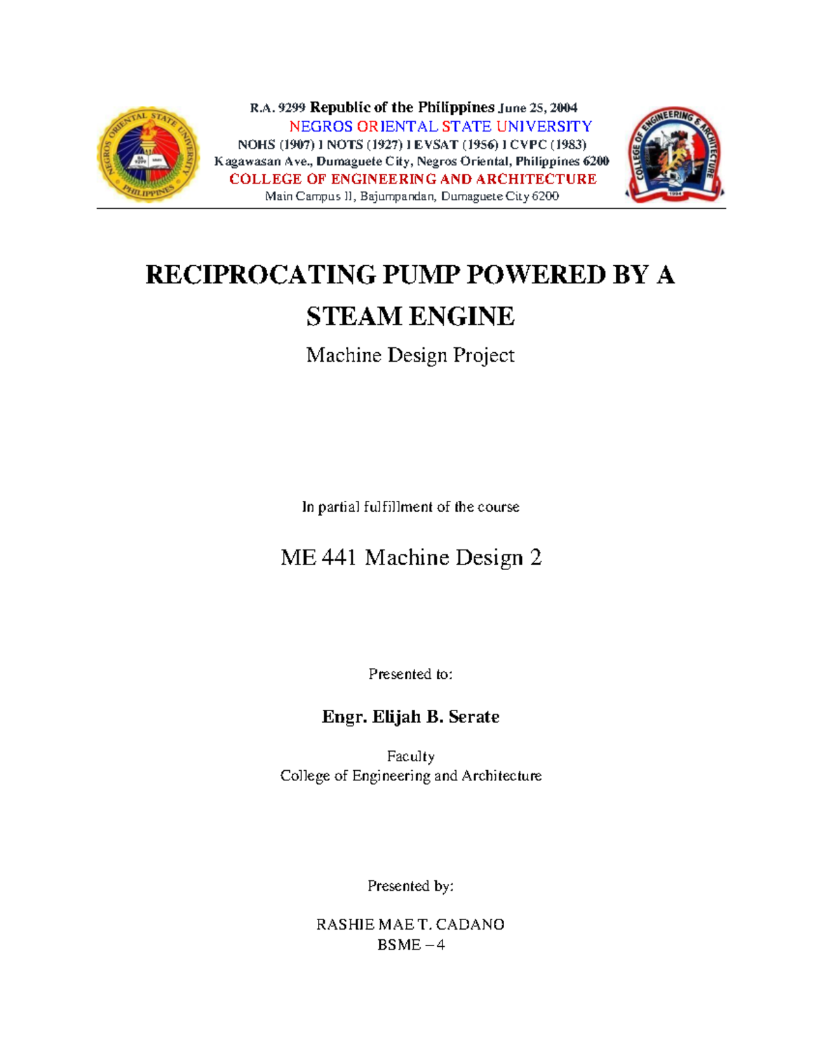 Reciprocating PUMP- Cadano - R. 9299 Republic of the Philippines June ...