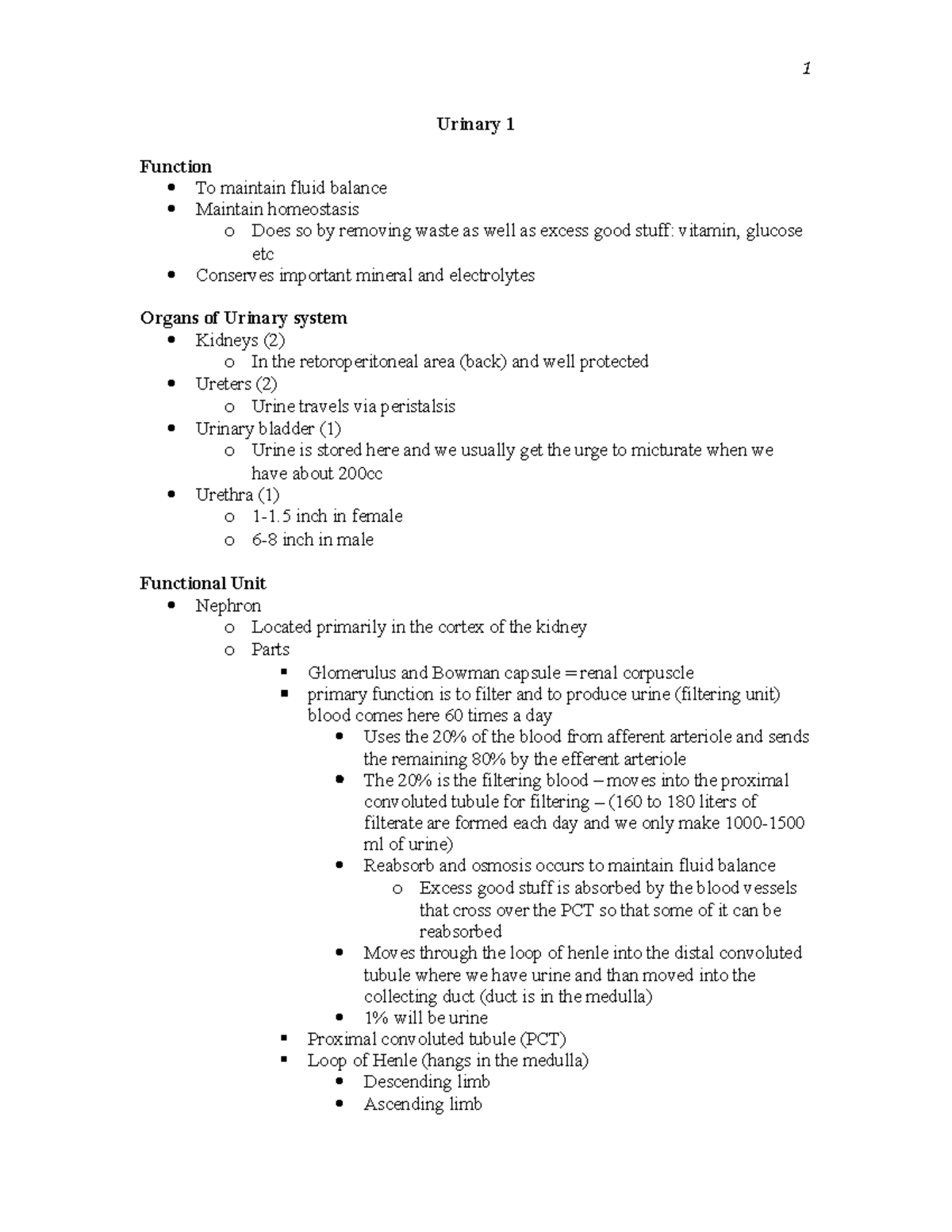 Urinary 1 - Urinary 1 Function To maintain fluid balance Maintain ...