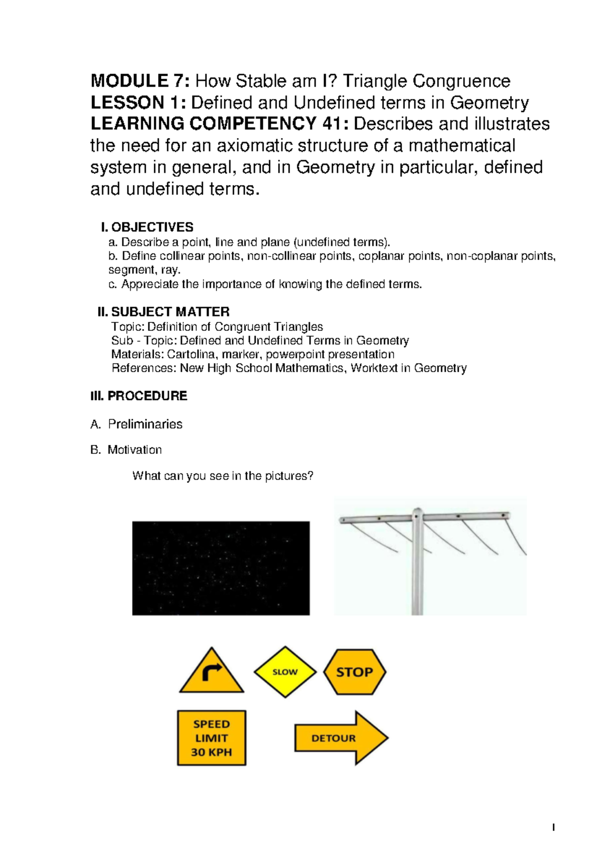 G8 3rd GP LCTG LC41A - Lesson Plan - MODULE 7: How Stable am I ...