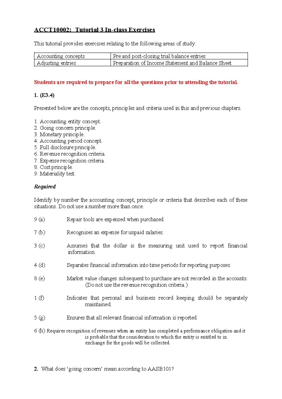 ACCT10002 Tutorial 3 In-class Exercises - ACCT10002: Tutorial 3 In-class Exercises This tutorial ...