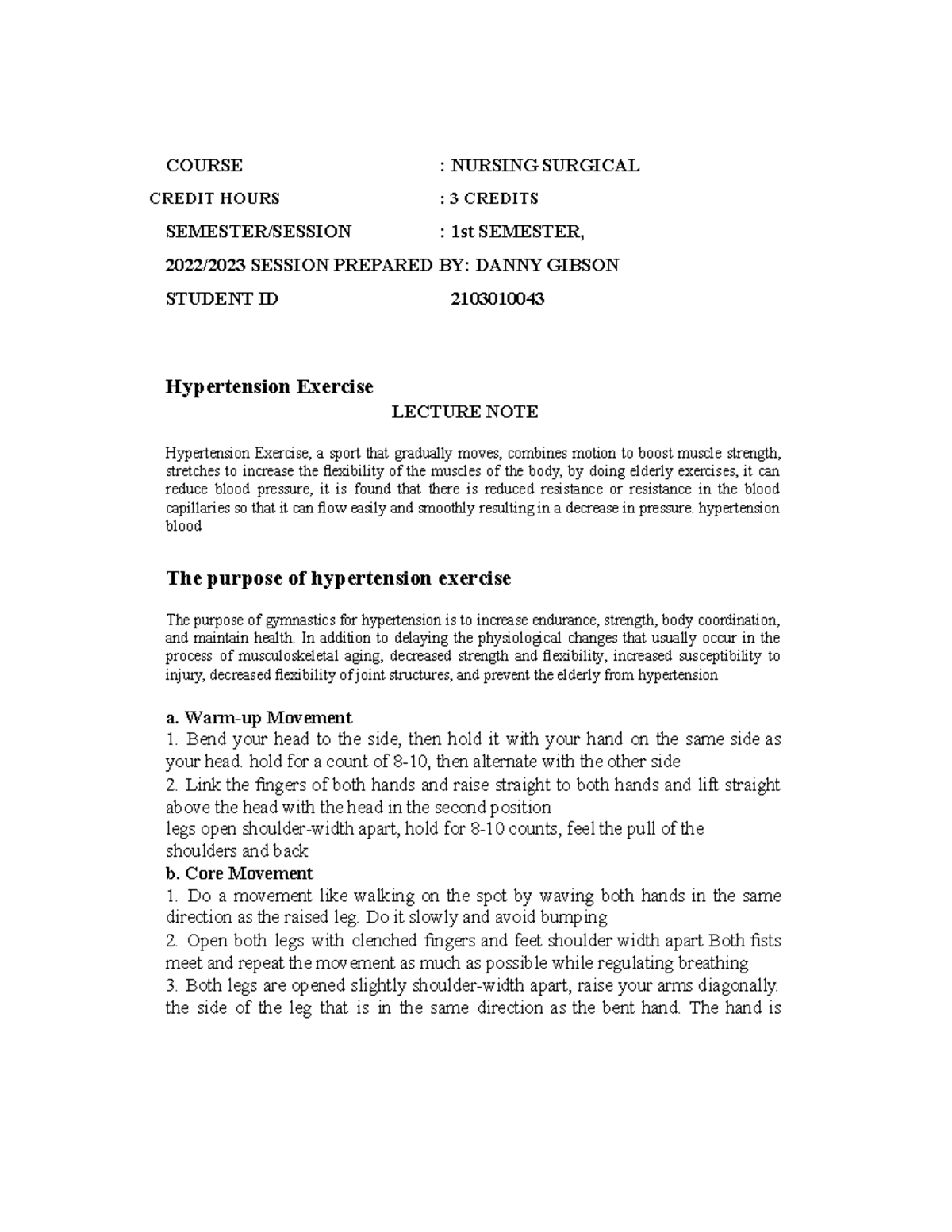 Lecture Notes Surgical Nursing Nursing - COURSE : NURSING SURGICAL ...