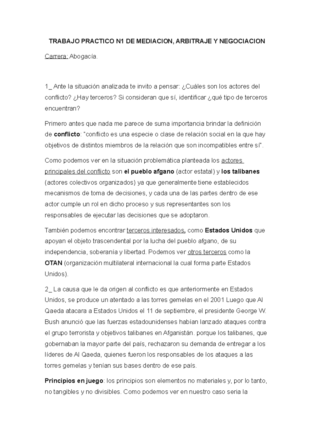 Trabajo Practico N1 DE Mediacion - TRABAJO PRACTICO N1 DE MEDIACION, ARBITRAJE Y NEGOCIACION ...