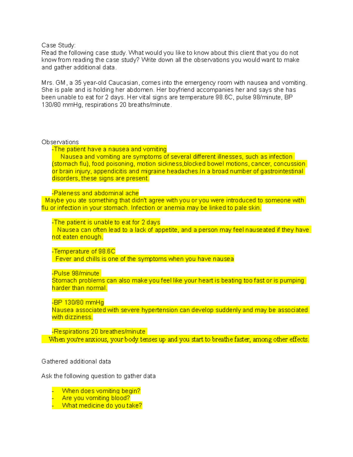 First Output - essay - Case Study: Read the following case study. What ...