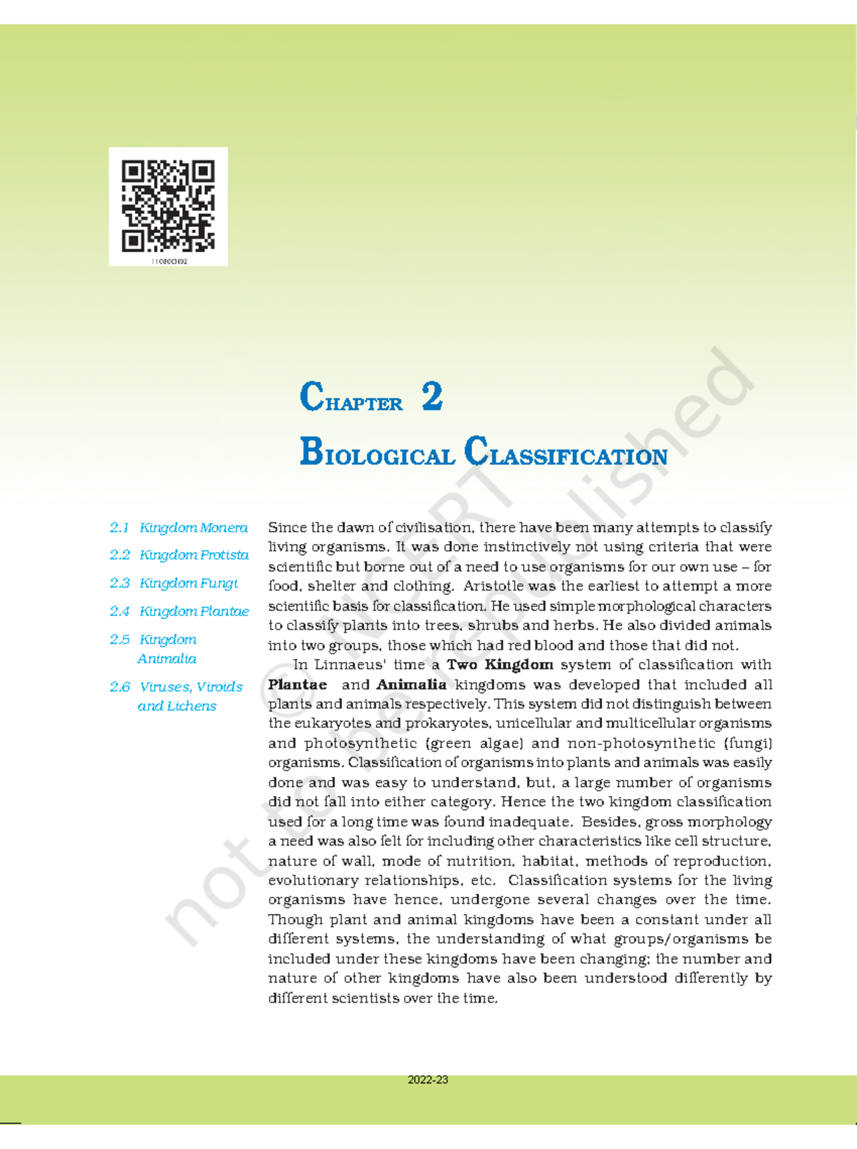 Chapter 2 - Biological Classification - 16 BIOLOGY Since the dawn of ...