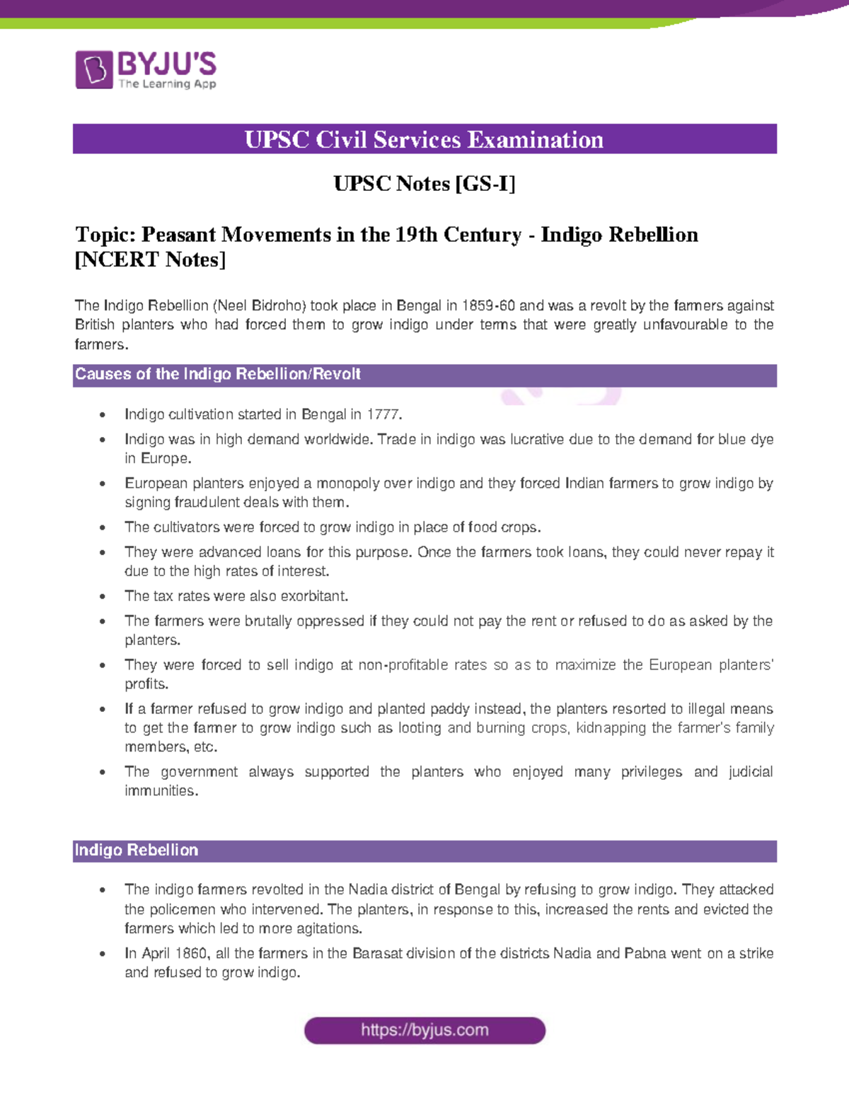 Peasant Movements in the 19th Century Indigo Rebellion - UPSC Civil ...