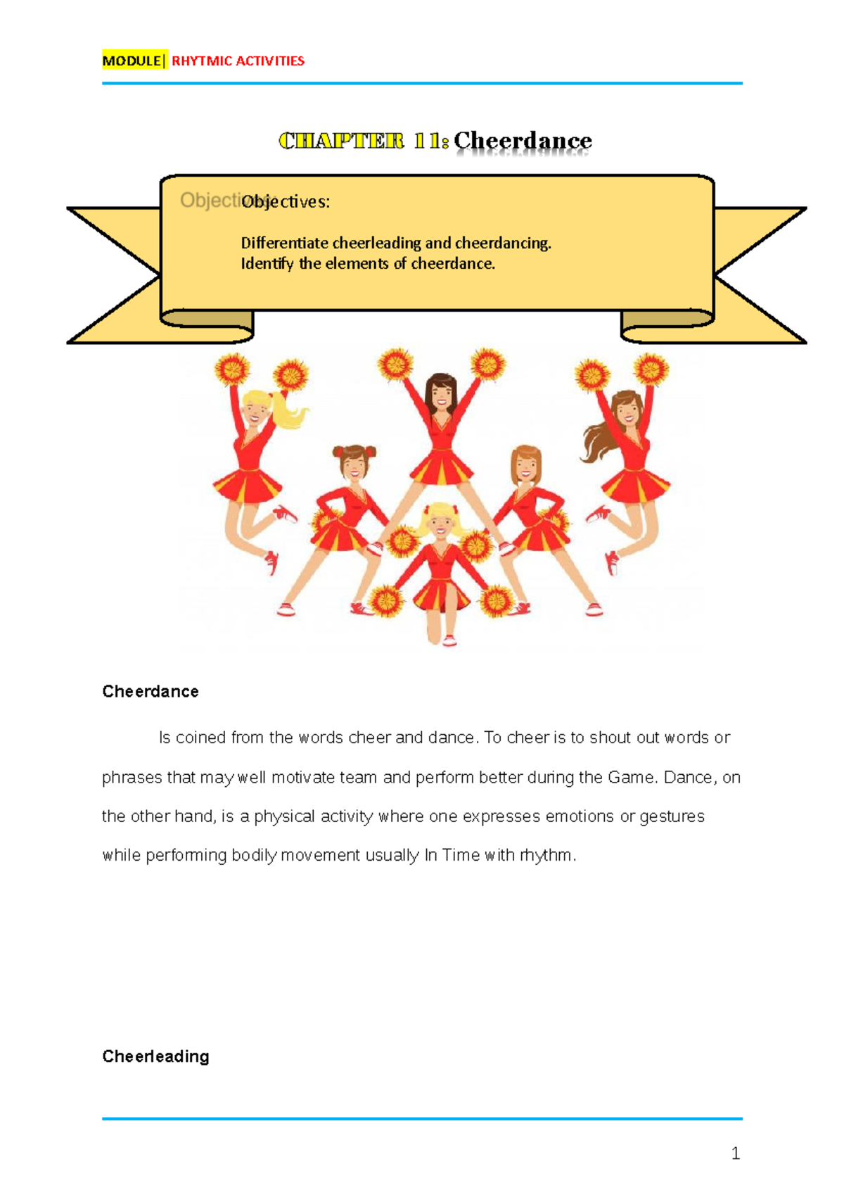 Chapter 11 - Cheerdance - MODULE | RHYTMIC ACTIVITIES 1 Cheerdance ...