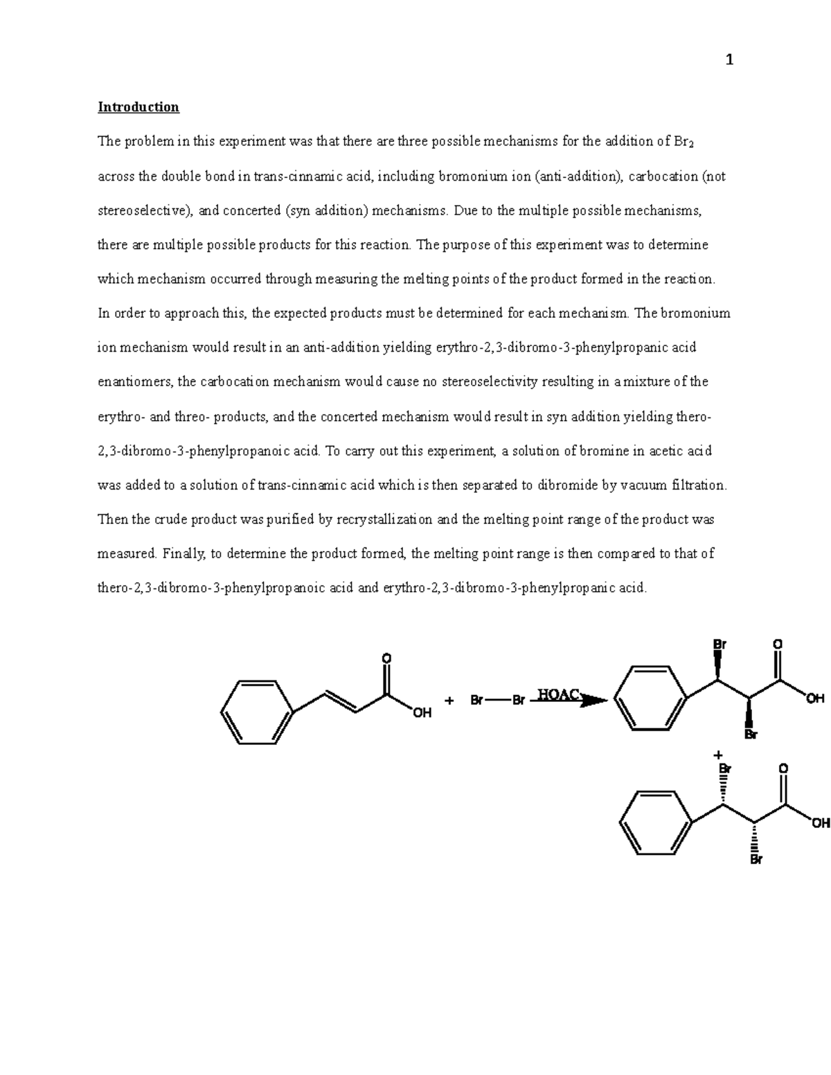 CH 237 Experiment 2 - Introduction The problem in this experiment was ...