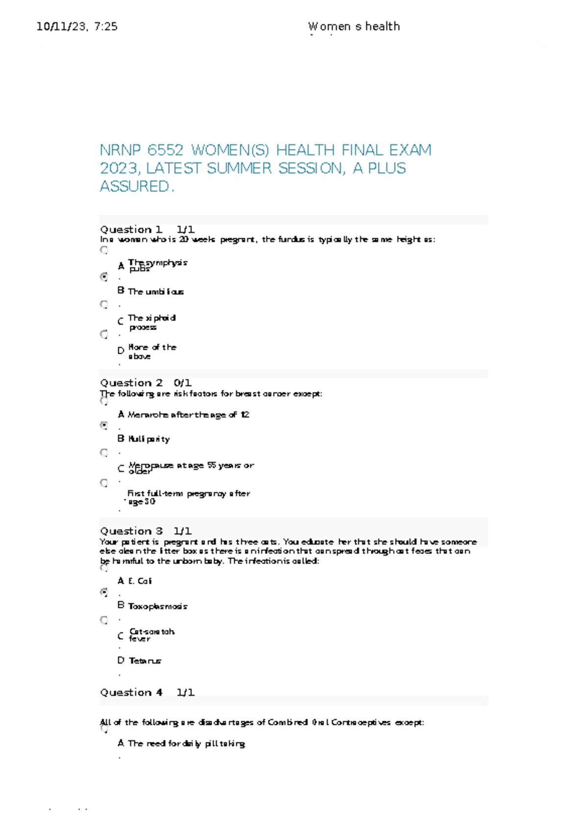 Women s health final.pdf - Copy - 10/11/23, 7: PM Women s health final ...