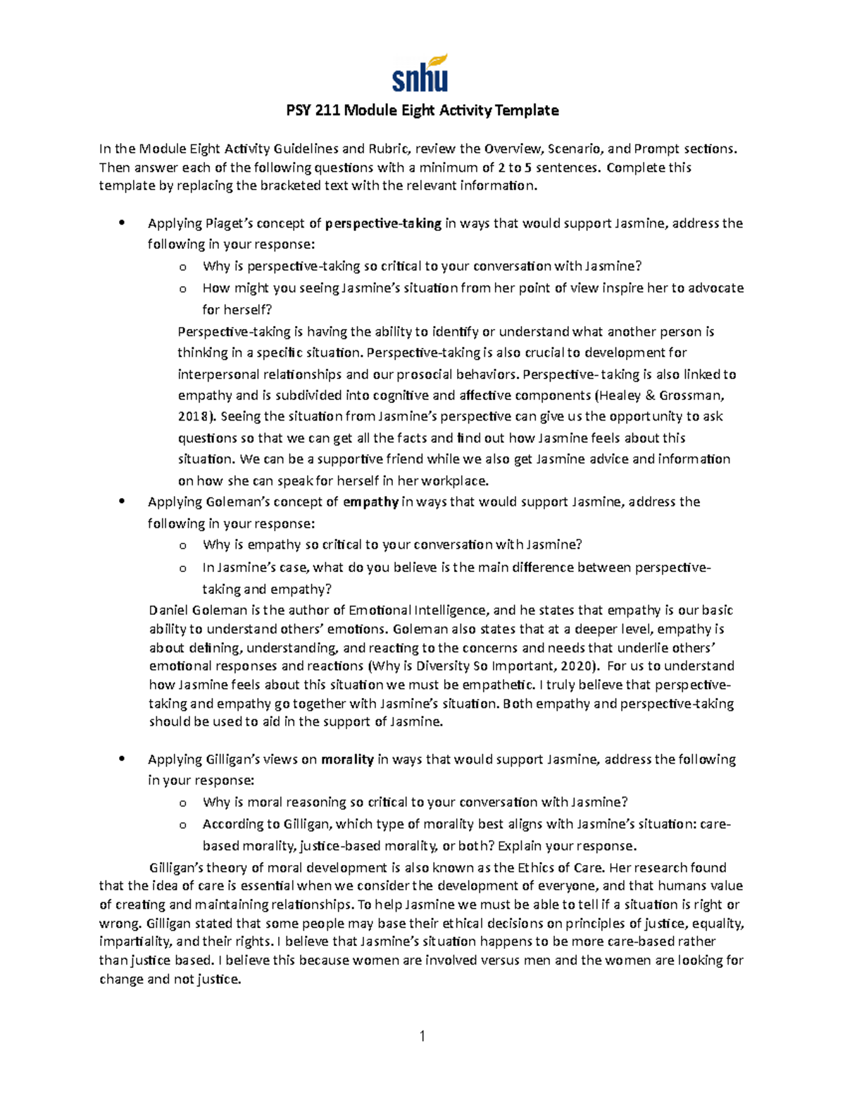 8-1 Journal - PSY 211 Module Eight Activity Template In the Module ...