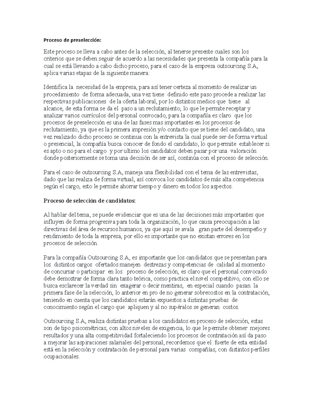 Proceso de preselección - Proceso de preselección: Este proceso se ...