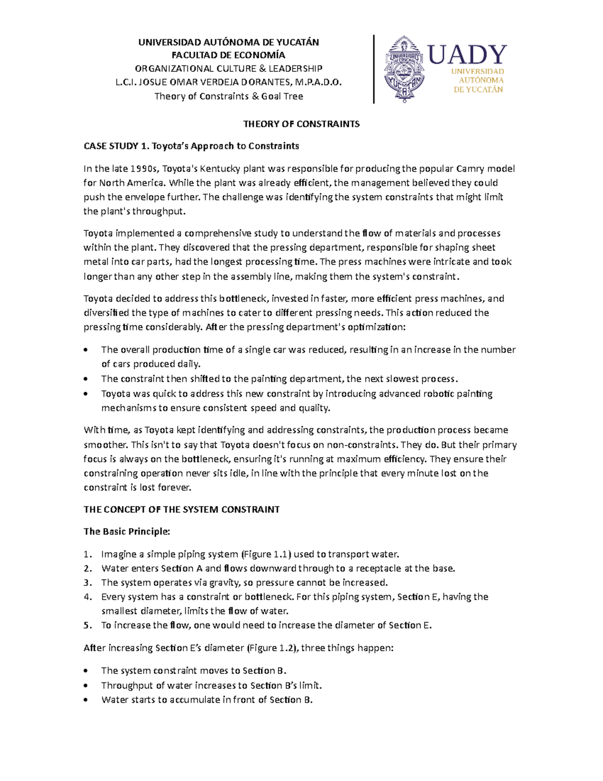 Hands Out COy L - Theory of Constraints & Goal Tree - FACULTAD DE ...