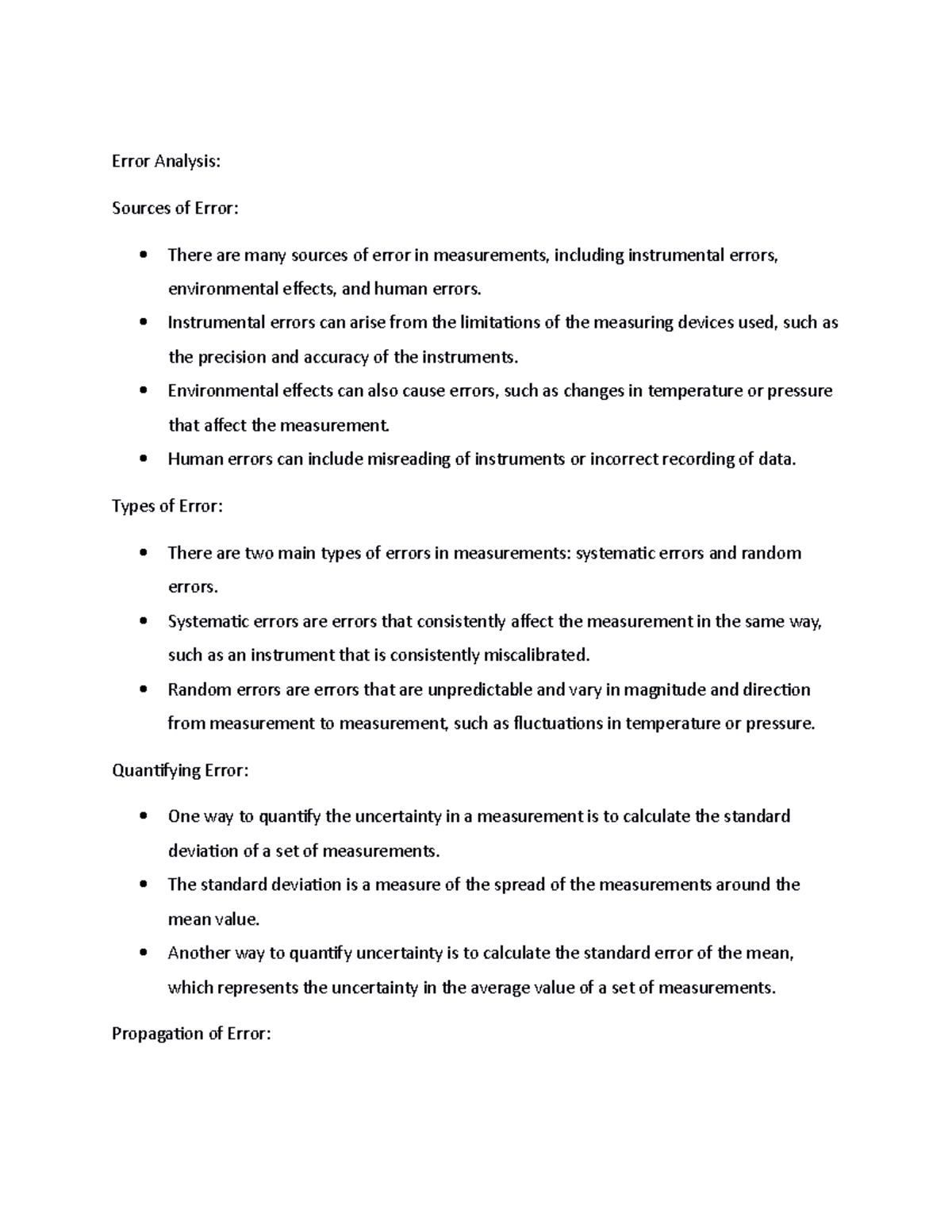 Physics Notes Chapter 2 - Error Analysis: Sources of Error: There are ...