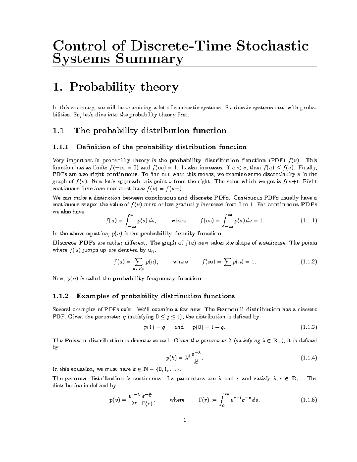 Control Of Discrete Time Stochastic Systems Full Version Control Of