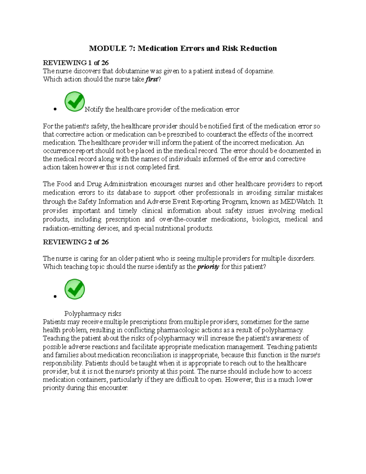 Module 7 - Medication Errors and Risk Reduction - MODULE 7: Medication ...
