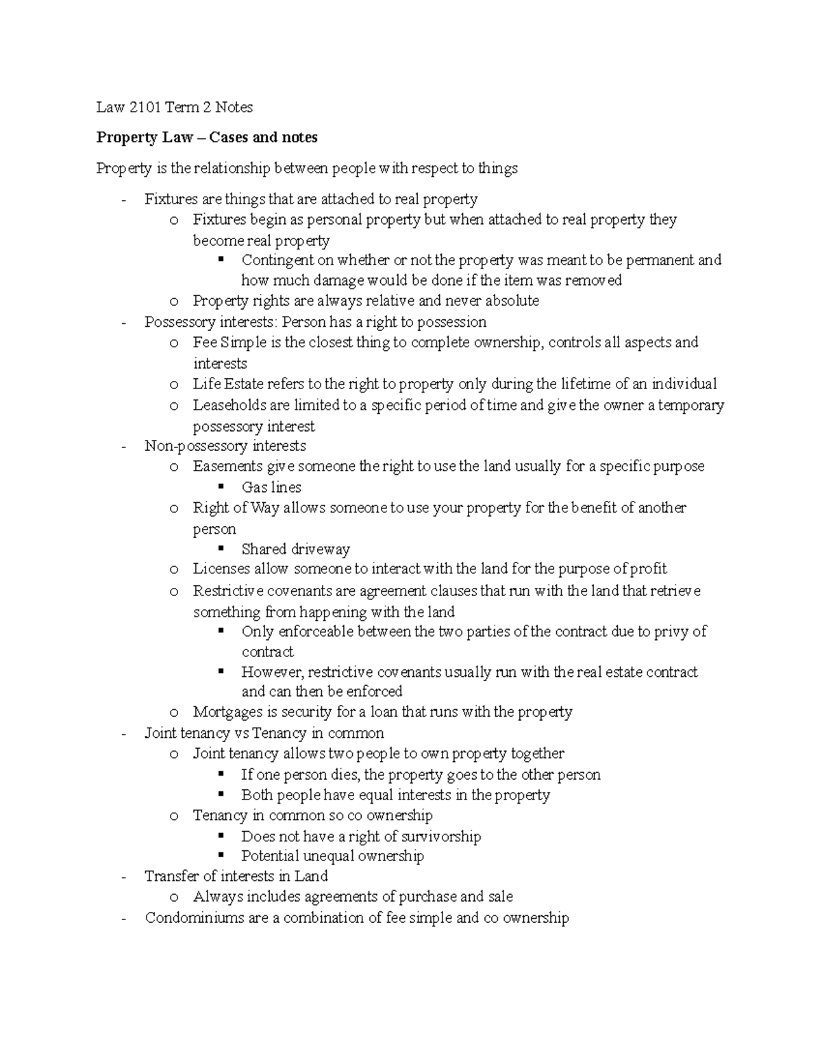 Law 2101 Term 2 - Full lecture notes from the second semester - Law ...