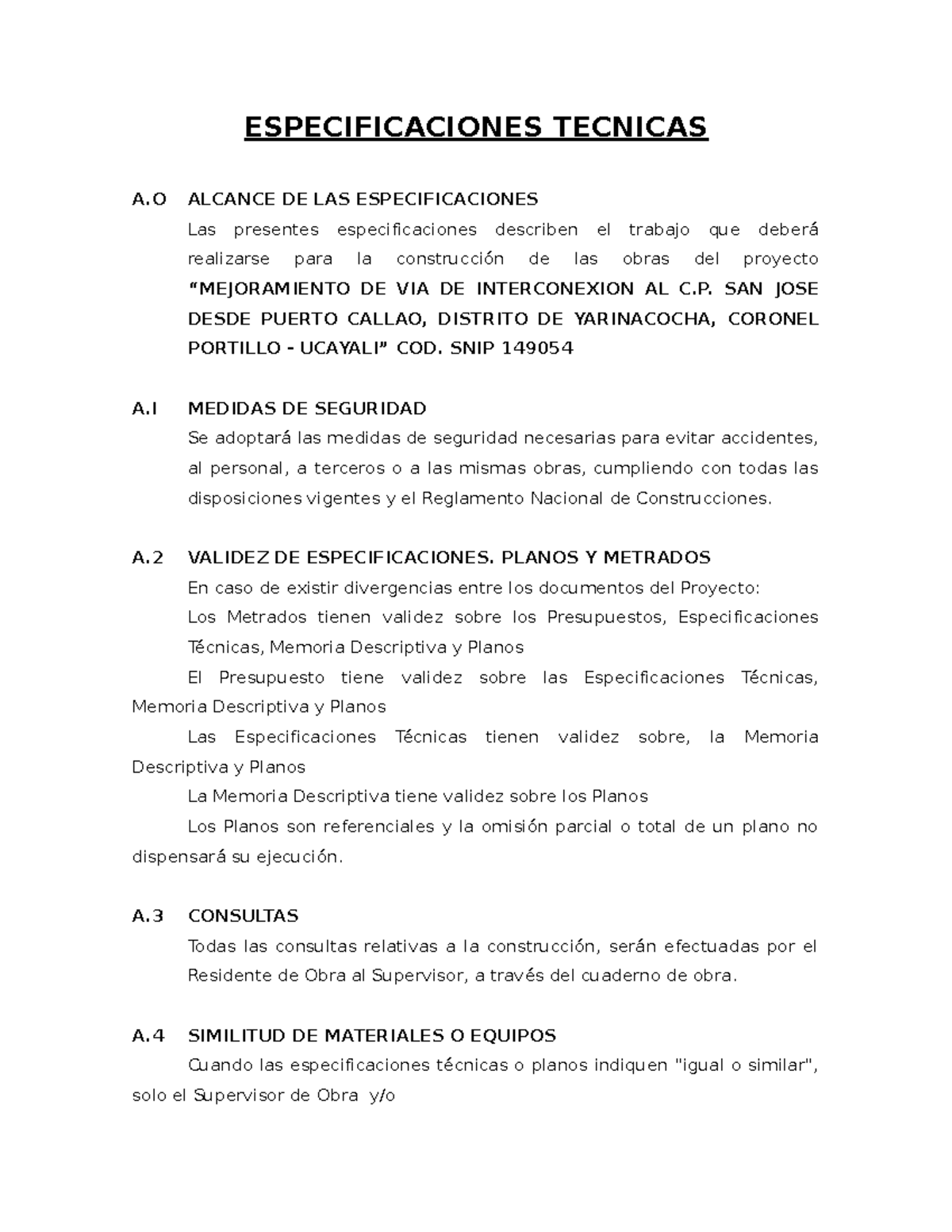 Especificaciones Técnicas ITEM 01.01 AL 01 - ESPECIFICACIONES TECNICAS A ALCANCE DE LAS - Studocu
