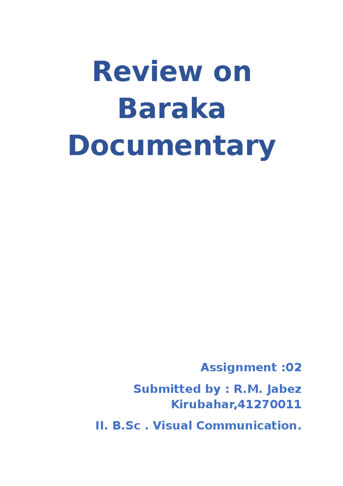 Baraka -Jabez - Documentation of works done - Electronics and communication engineering - Studocu