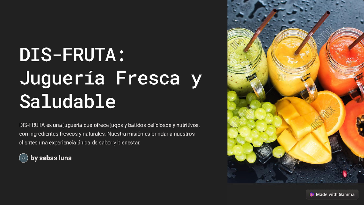 DIS- Fruta-Jugueria-Fresca-y-Saludable, brandin detallado de una marca ...