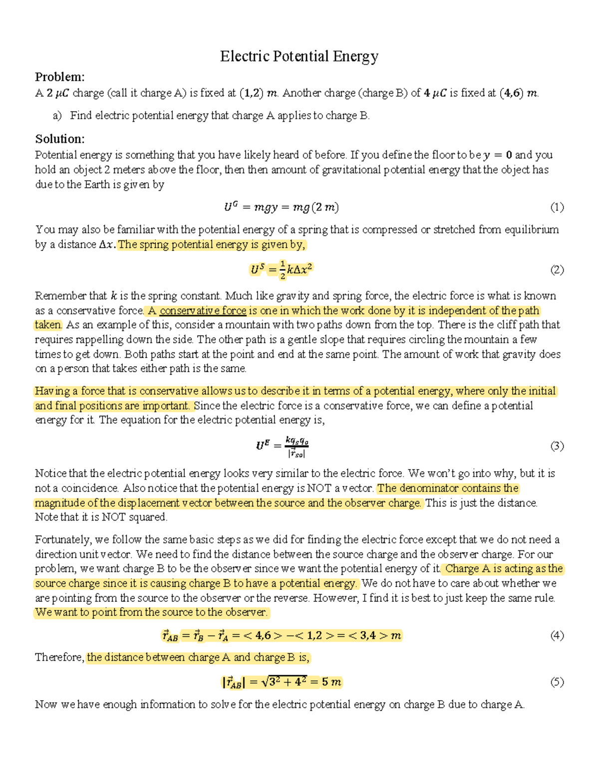 1 Electric-Potential-Energy Pre final - Electric Potential Energy ...