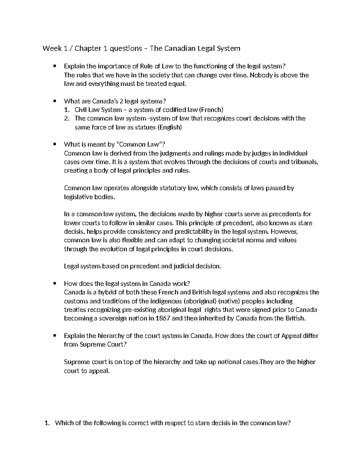 Week 1 - chapter 1 - class notes - Week 1 / Chapter 1 questions – The ...