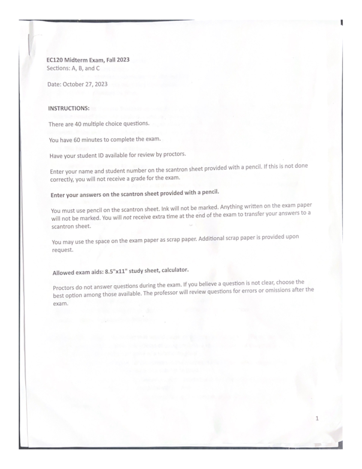 EC120 Midterm Exam, Fall 2023 - ec 120 - Studocu